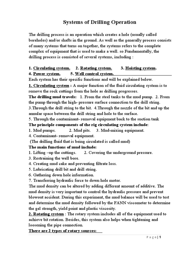 Systems of Drilling Operation | PDF | Drilling Rig | Blowout (Well ...