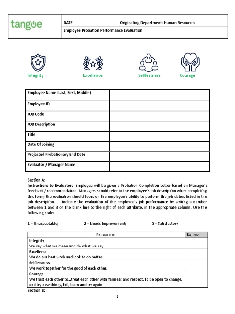 Probation Evaluation Form