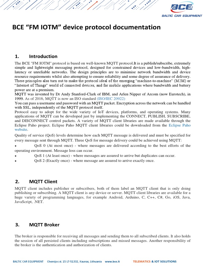 BCE IOTM Protocol PDF | PDF | Transmission Control Protocol | Integer (Computer Science)