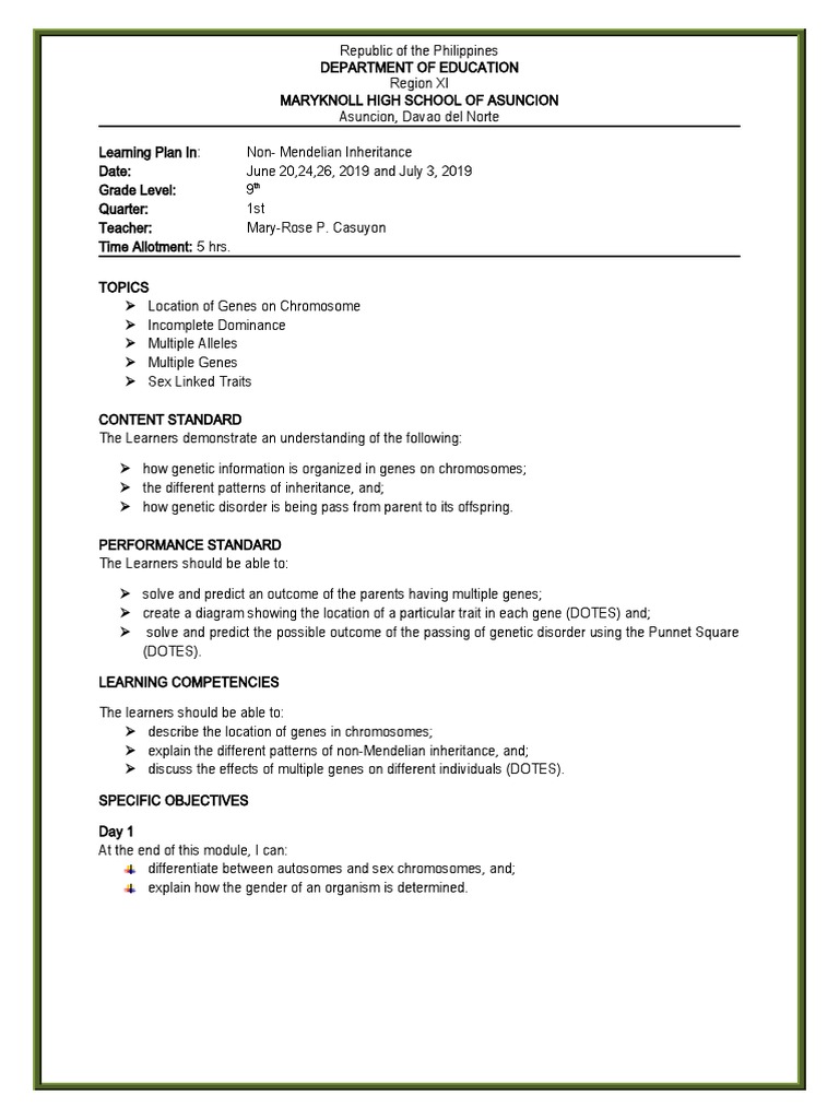 G-9 Non-Mendelian Genetics | PDF | Heredity | Dominance (Genetics)