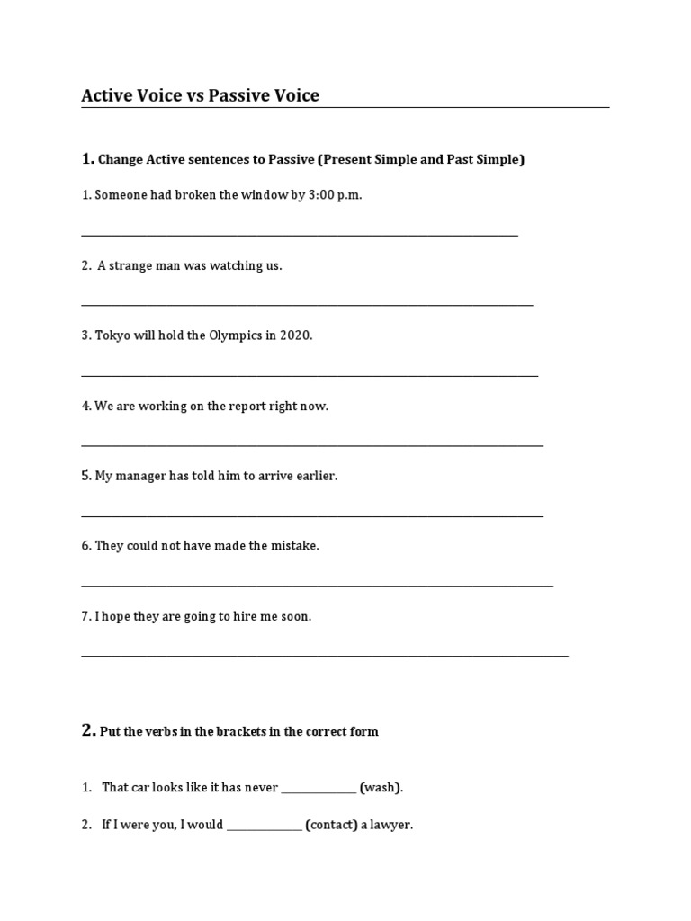 Active Voice Vs Passive Voice: Change Active Sentences To Passive ...