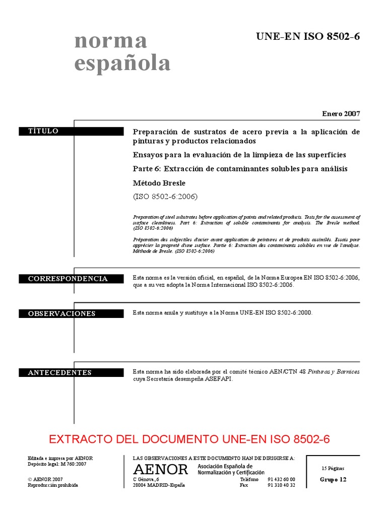 Iso 8502-6 | PDF | Organización internacional para la estandarización | Acero