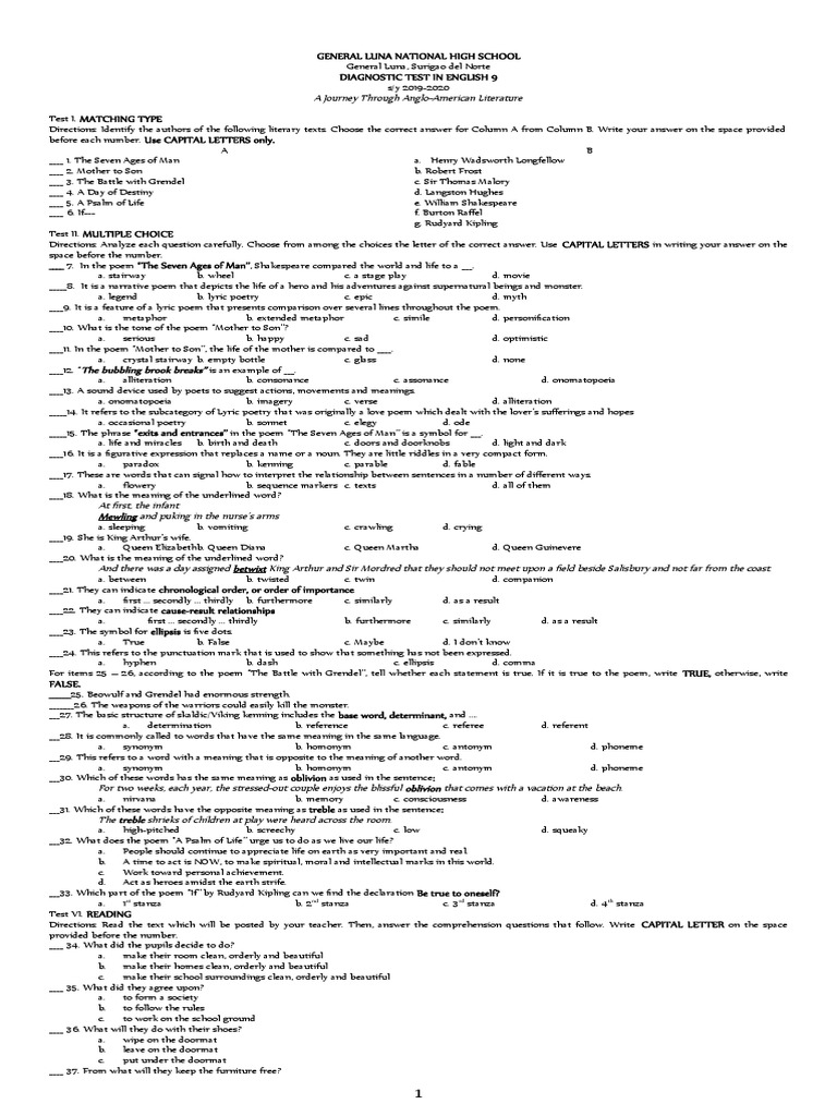 English 9 | PDF | Poetry