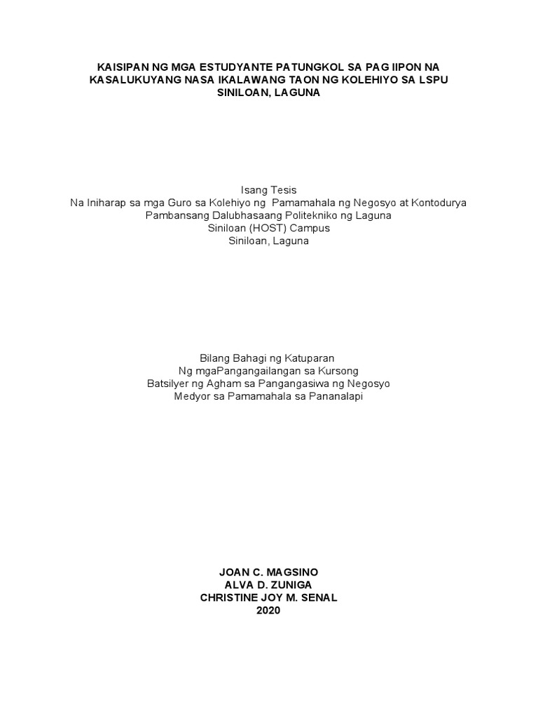 Pananaliksik Sa Pag-Iipon | PDF