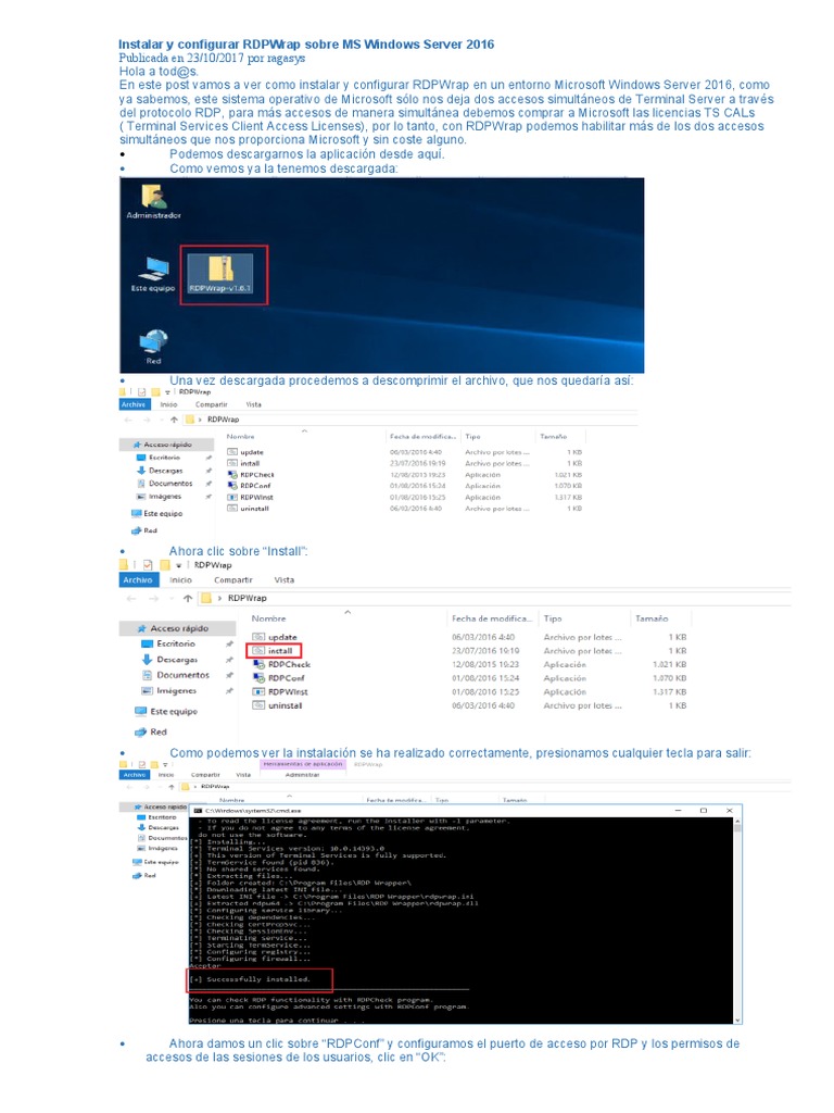 Instalar y Configurar RDPWrap Sobre MS Windows Server 2016 | PDF | Informática