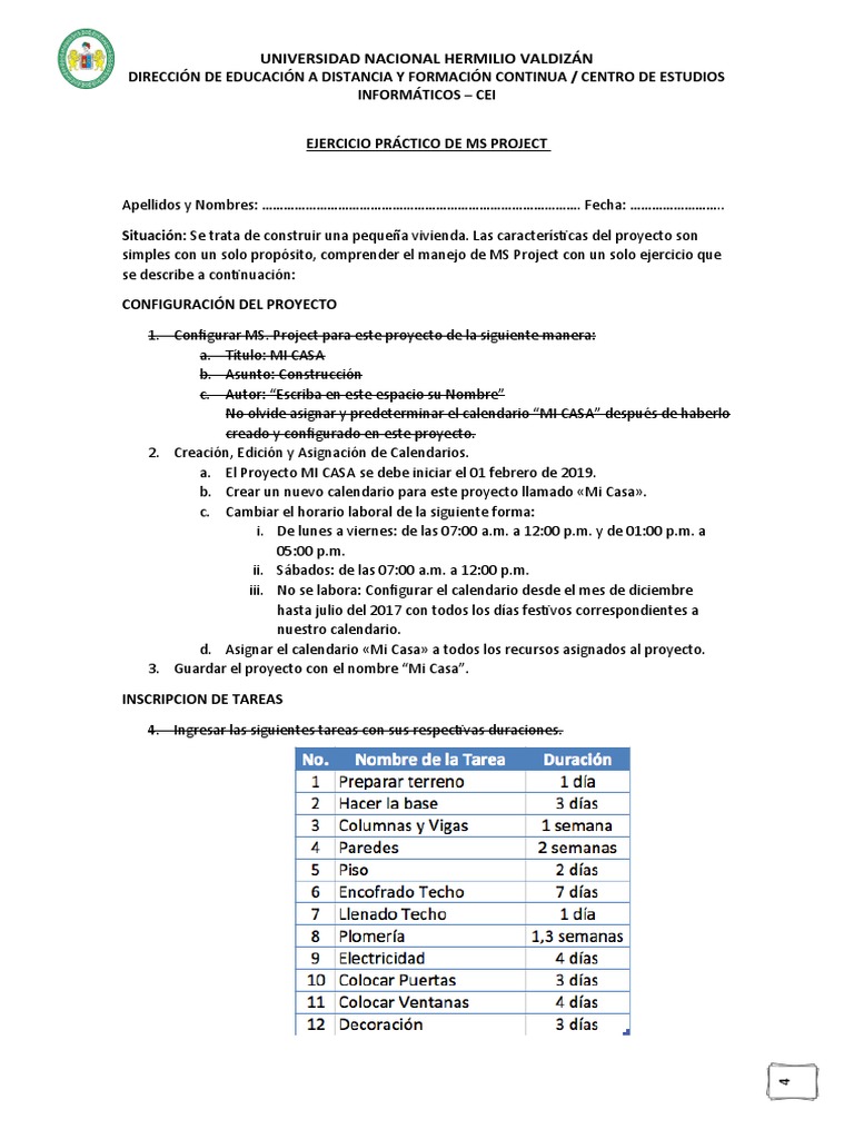 Ejercicio Práctico de MS Project - Parte 2 | PDF | Calendario | Violencia