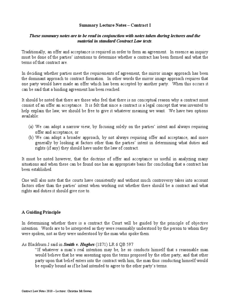 McGowan's Contract Handout | PDF | Offer And Acceptance | Auction