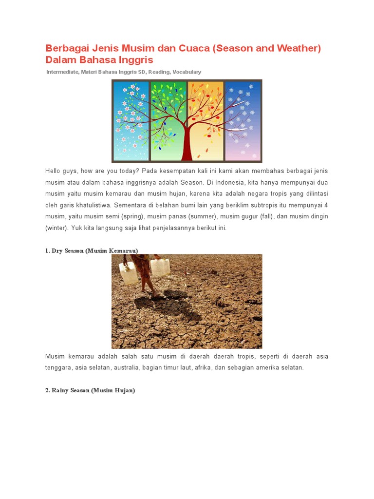 Berbagai Jenis Musim Dan Cuaca Kelas V | PDF