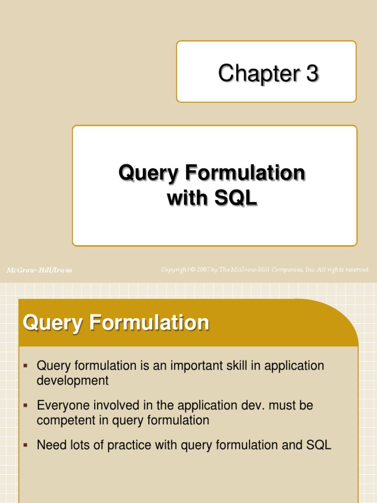 Query Formulation With SQL: Mcgraw-Hill/Irwin | PDF | Sql | Databases