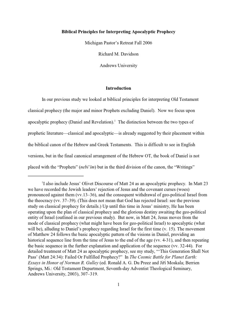 Biblical Principles for Interpreting Apocalyptic Prophecy | PDF ...