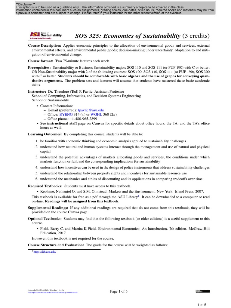 Economics of Sustainability | PDF | Textbook | Academic Integrity