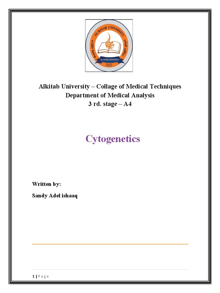 Cytogenetics: Alkitab University - Collage of Medical Techniques ...