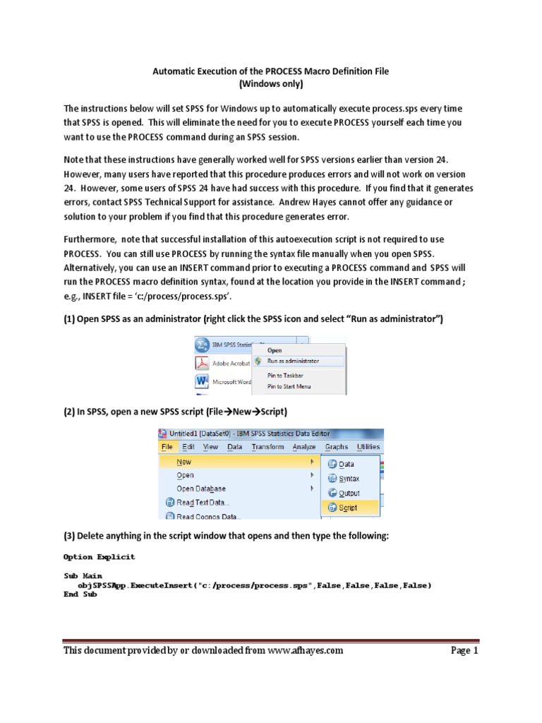 Autoexecution of PROCESS | PDF | Spss | Scripting Language
