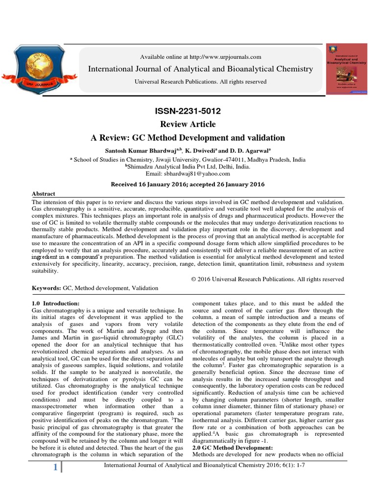 A Review - GC Method Development and Validation | PDF | Gas ...