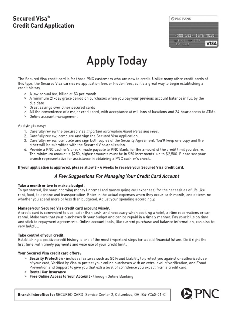 PNC Secured Visa Application | PDF | Foster City | Payments