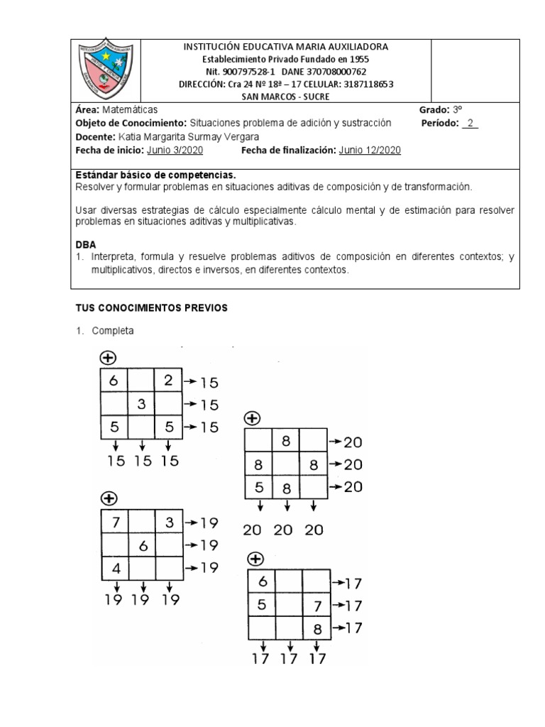 Problemas de Adición y Sustracción 3º Grado | PDF