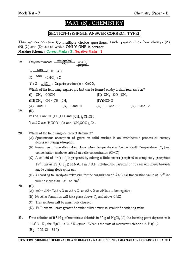 Chemistry Paper - 1 (Question Paper) - 7 | PDF | Chemical Compounds ...