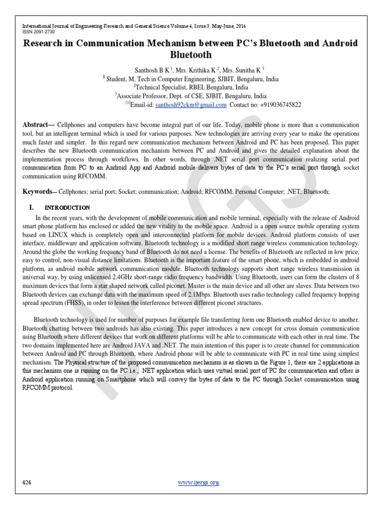 Research in Communication Mechanism Between PC's Bluetooth and Android Bluetooth | PDF ...