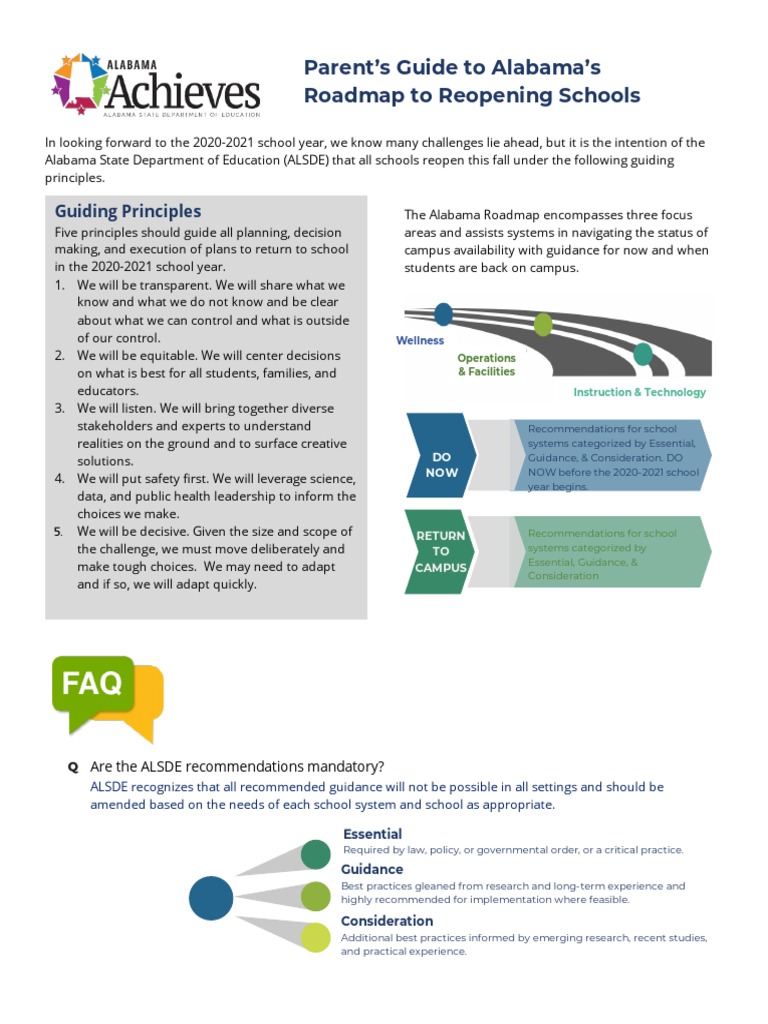 Alabama Schools Reopening Guide 2020-2021 | PDF | Public Health ...