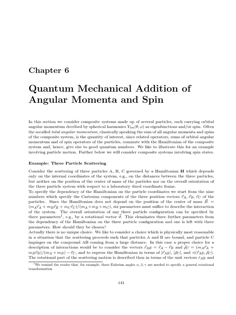 Quantum Mechanical Addition of Angular Momenta and Spin | PDF | Hamiltonian (Quantum Mechanics ...