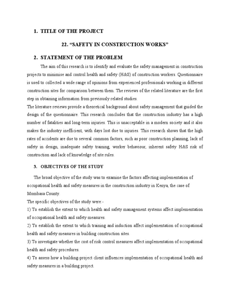 Industrial Safty Project Abstract | PDF | Occupational Safety And ...