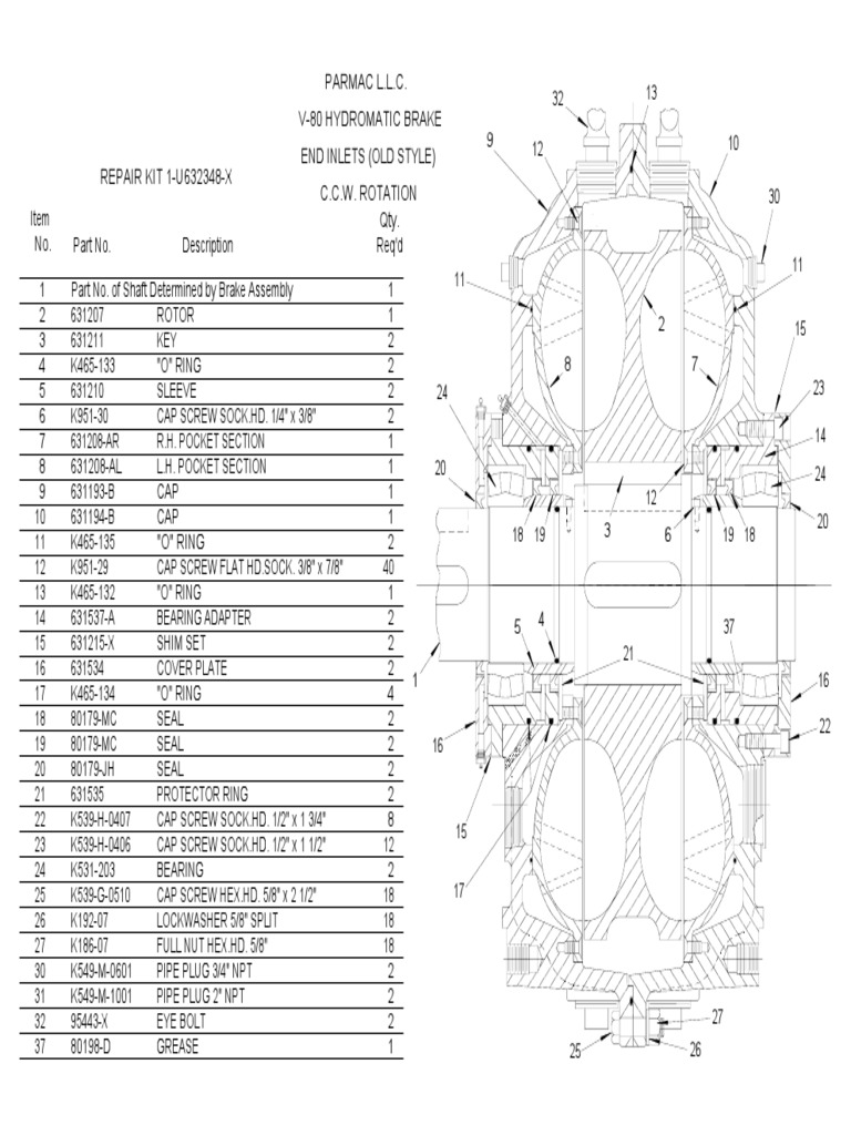 Parmac L.L.C. V-80 Hydromatic Brake End Inlets (Old Style) C.C.W ...