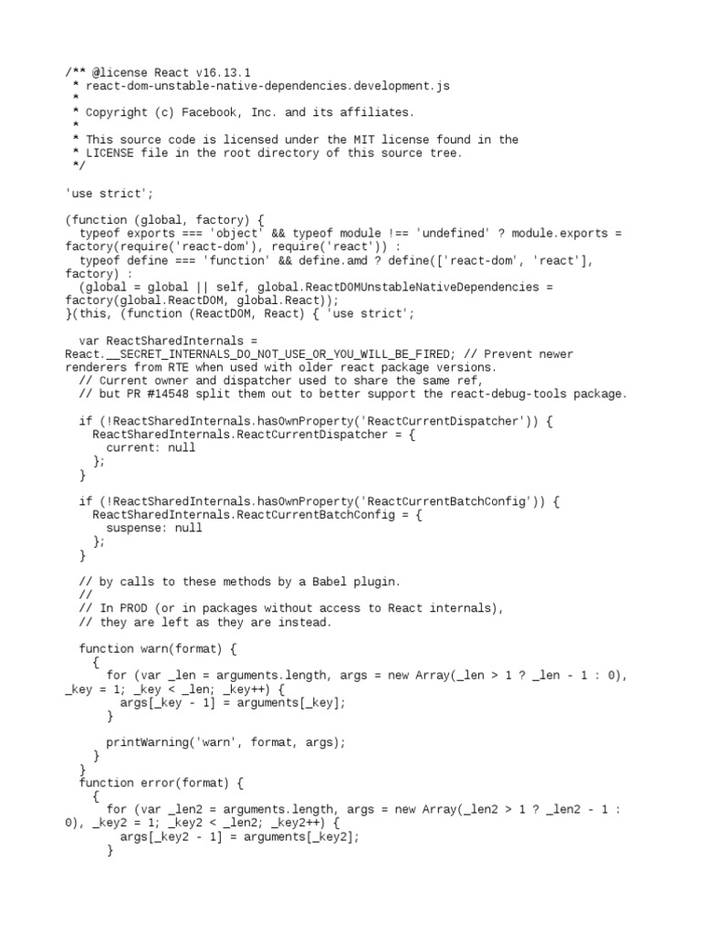 React Dom Unstable Native Dependencies - Development | PDF | Scope (Computer Science) | Document ...