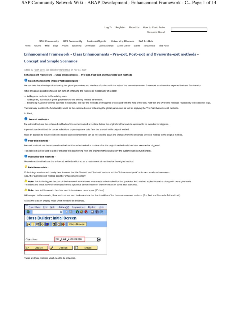 Enhancement Framework - Class Enhancements - Pre-Exit, Post-Exit and Overwrite-Exit Methods ...