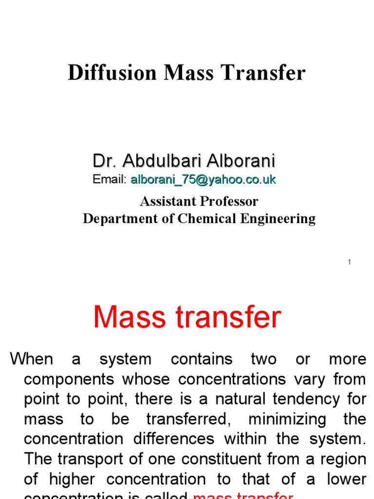 Diffusion and Mass Transfer Principles | PDF | Science & Mathematics