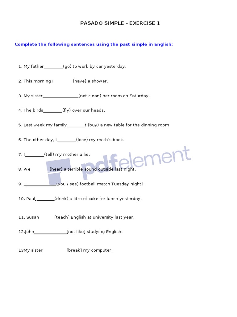 Pasado Simple Exercise 1 | PDF