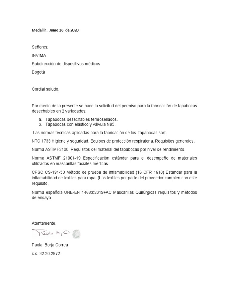 Carta Invima Paola Borja Firmada | PDF