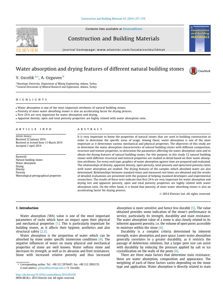 Water Absorption in Natural Building Stones | PDF | Minerals | Porosity