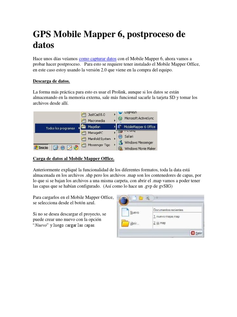GPS Mobile Mapper 6, Postproceso de Datos | PDF | Archivo de ...