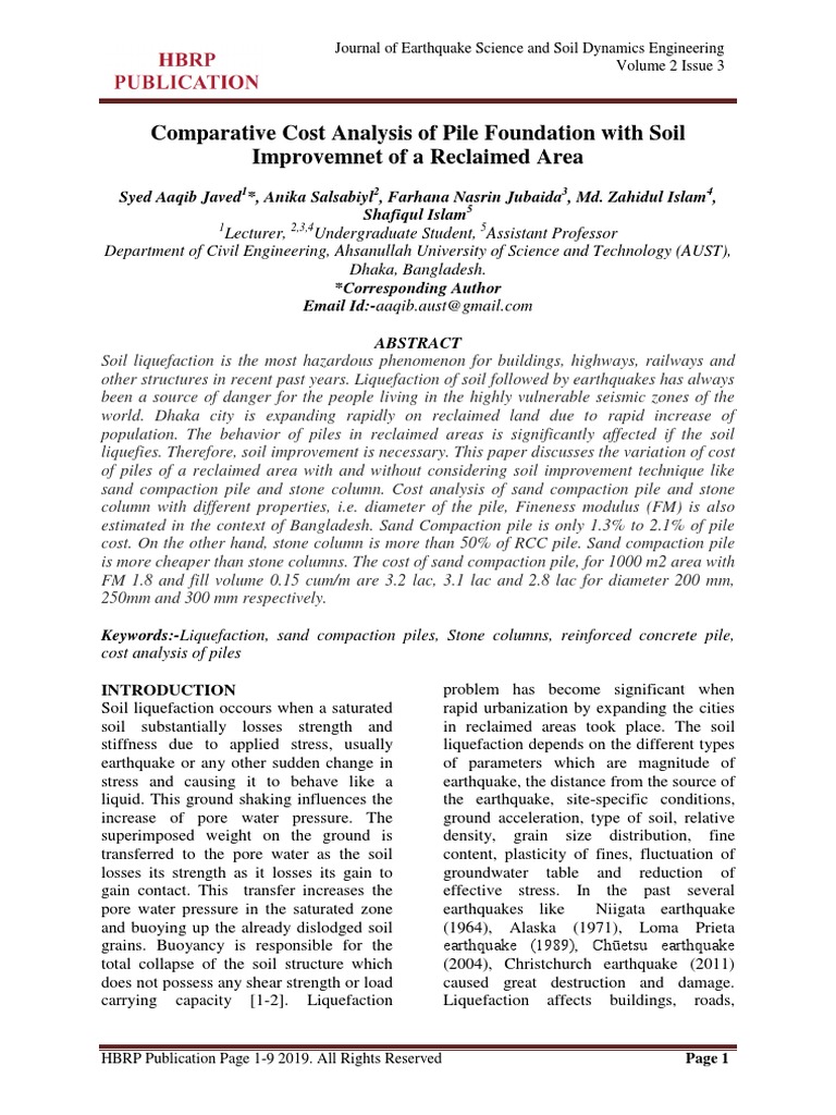 Comparative Cost Analysis of Pile Foundation-HBRP Publication | PDF | Deep Foundation | Landscape