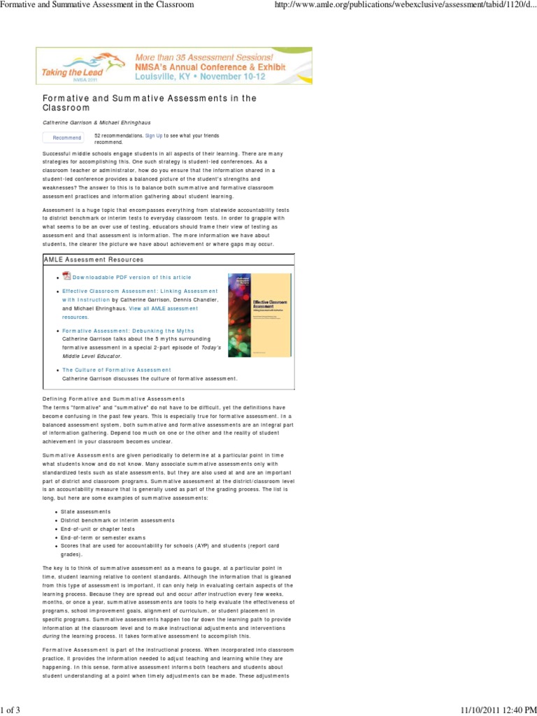 Formative and Summative Assessments in The Classroom: Recommend Sign Up ...