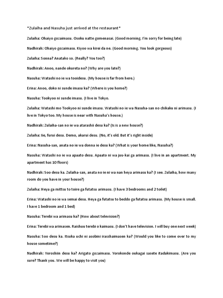 Script Japanese Role Play | PDF | Home