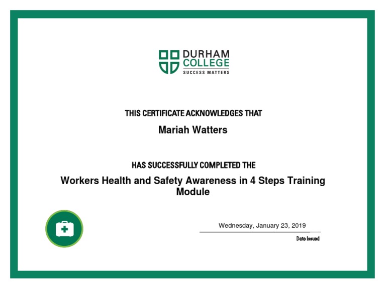 Workers Health and Safety Awareness in 4 Steps Training Module 201941 | PDF