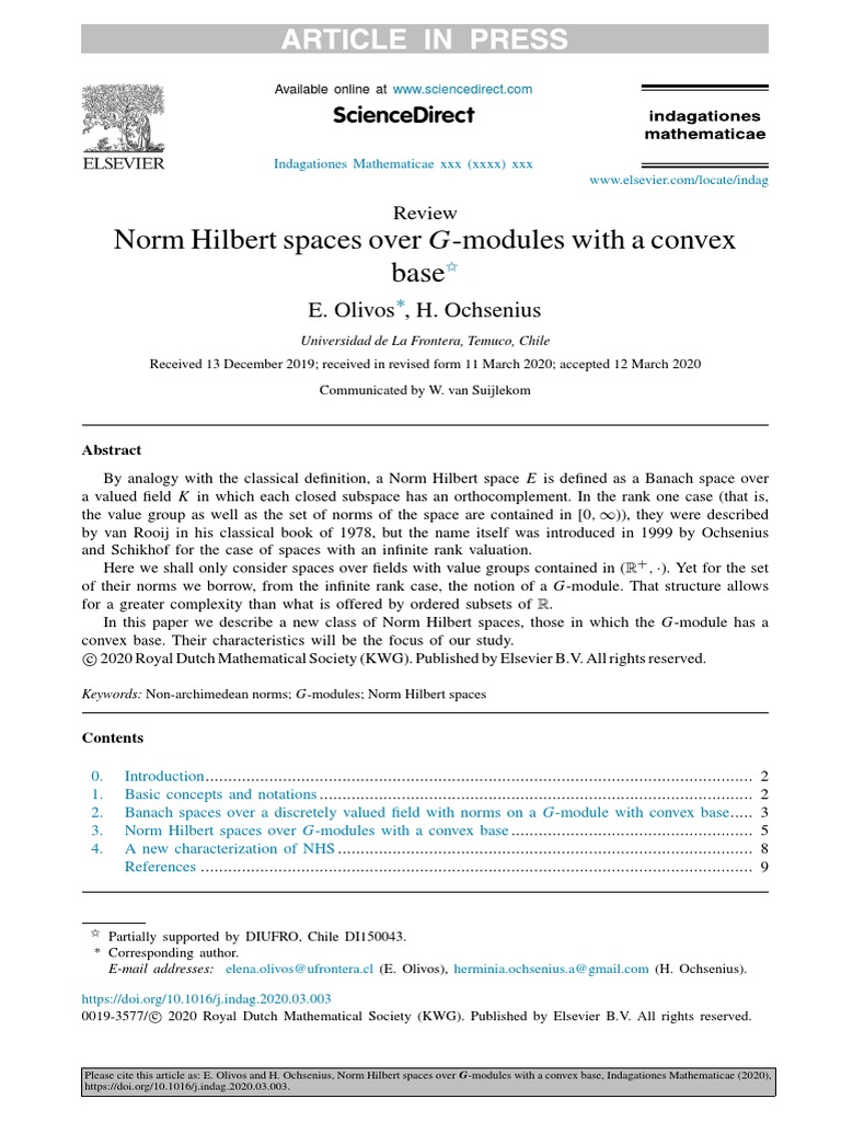 Norm Hilbert Spaces Over G-Modules | PDF | Banach Space | Hilbert Space