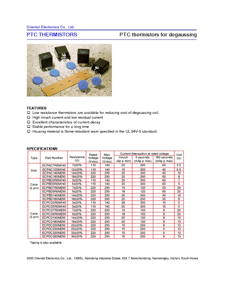 PTC - Thermistors-Series - DSASL0043999 | PDF | Electrical Equipment ...