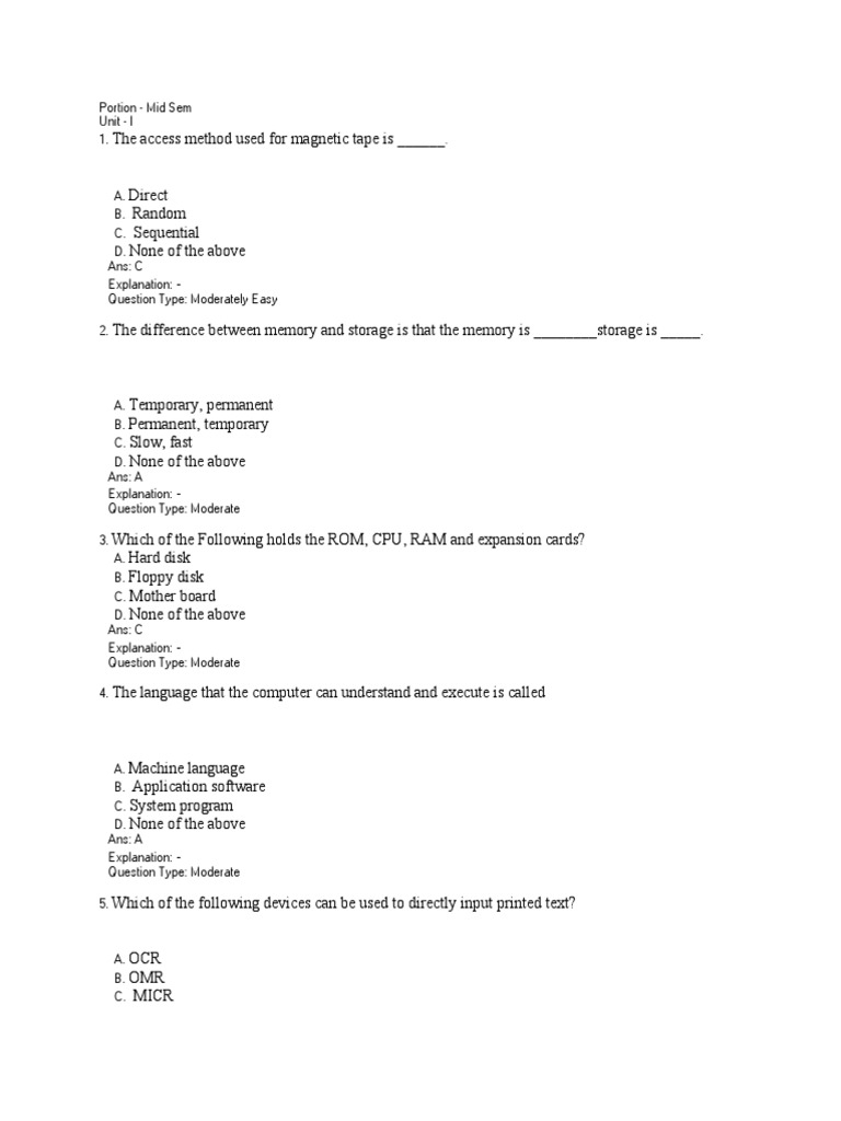 Mathematics MCQ | PDF | Computer Data Storage | Read Only Memory