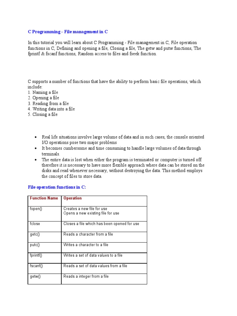 C Programming File Management in C | PDF | Computer File | File Format C Programming File Management in C | PDF | Computer File | File Format