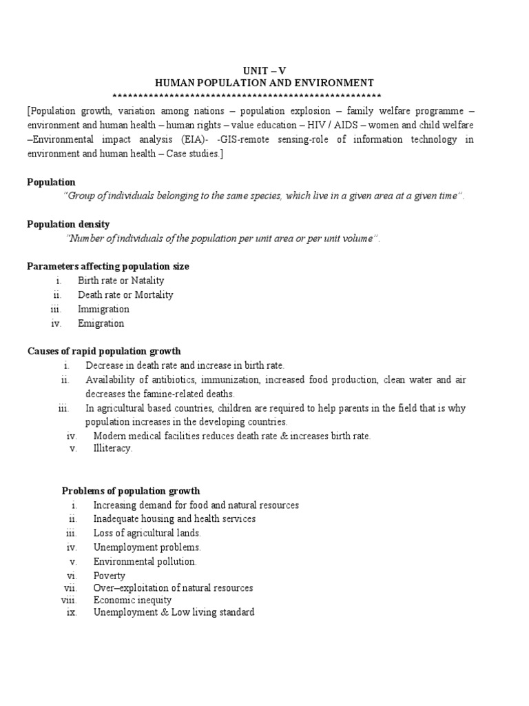 Evs - Unit 5 | Download Free PDF | Hiv/Aids | Environmental Impact ... Evs - Unit 5 | Download Free PDF | Hiv/Aids | Environmental Impact ...