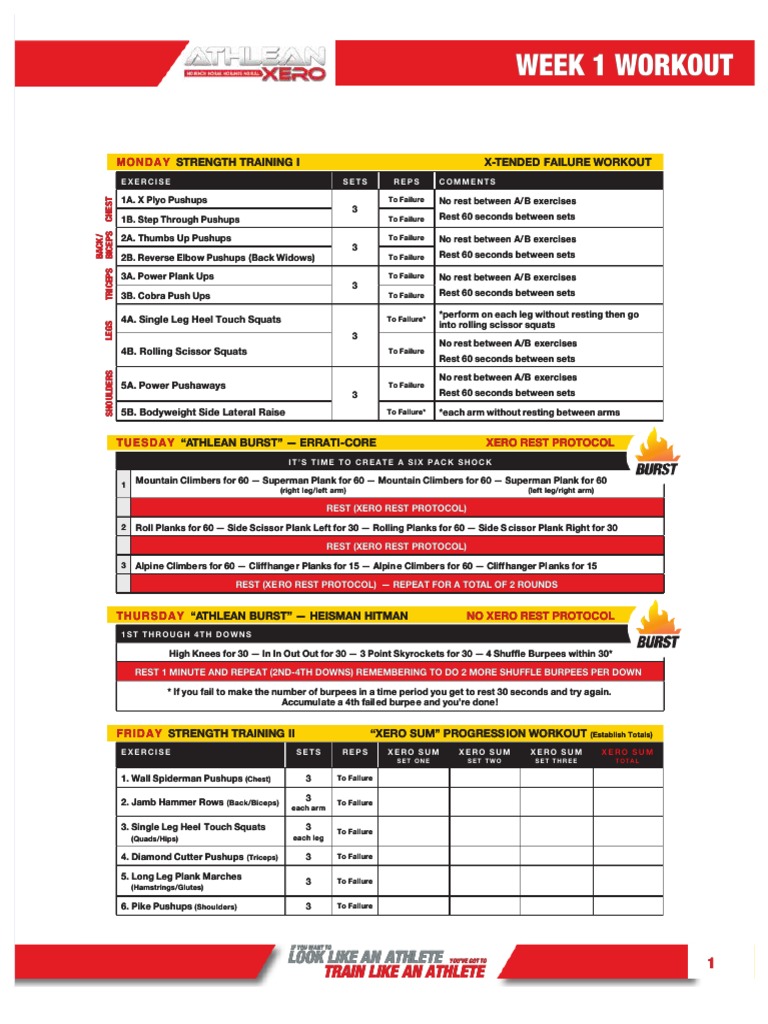 Week 1 Athlean X Workout Plan | PDF | Strength Training | Recreation