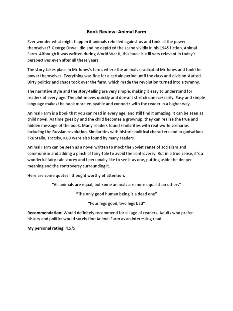 Book Review: Animal Farm | PDF