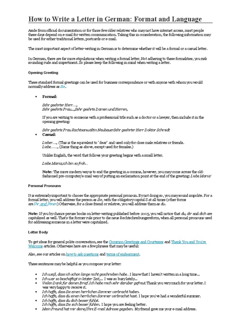 How To Write A Letter in German | PDF | Grammar | Cognitive Science
