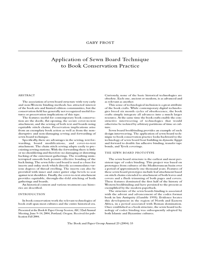 Gary Frost - encuadernaciónSEWNBOARD | PDF | Bookbinding | Codex