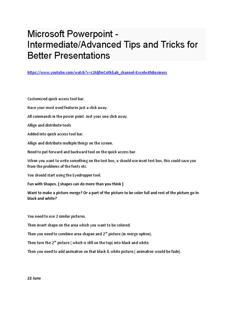 Power Point Advanced Skills | PDF