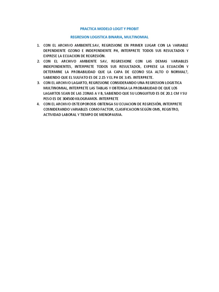 Practica Modelo Logit y Probit | PDF