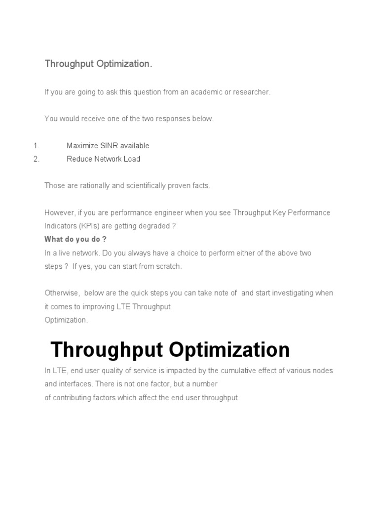 A Guide To Key Counters For Investigating And Optimizing Lte Throughput Performance Pdf