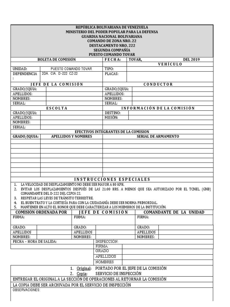 Formato Boleta de Comision | PDF | Gobierno | Agitación